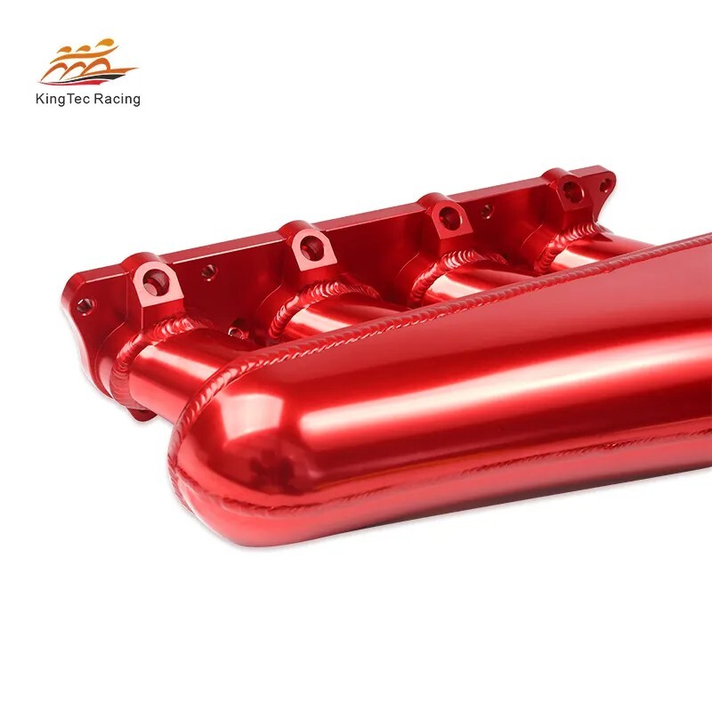 K20 K24 Intake Manifold with Fuel Rail Kit Billet | Red | Front | Aluminum