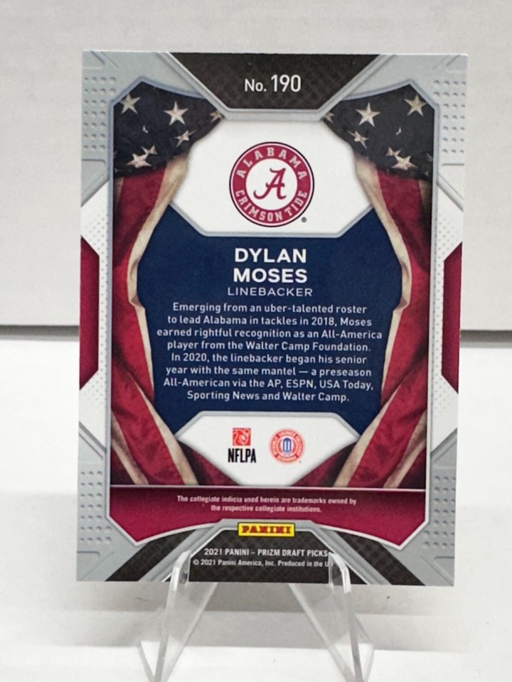 2021 Panini Prizm Draft Picks #190 Dylan Moses RC Alabama Crimson Tide ...