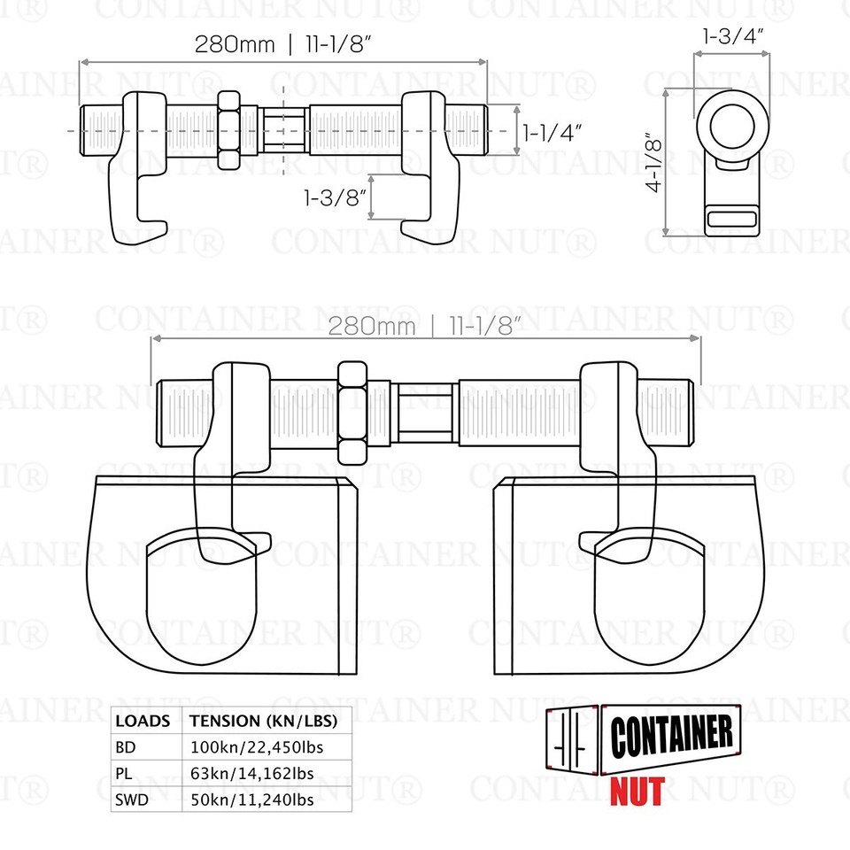 280mm | BRIDGE FITTING | SHIPPING CONTAINER CLAMP | 2-PACK | eBay