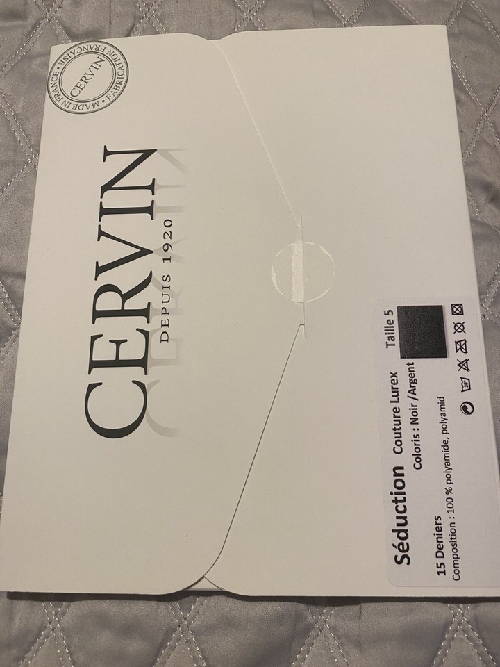 RARE CERVIN SEDUCTION COUTURE STOCKINGS size 5, black, contrast silver ...