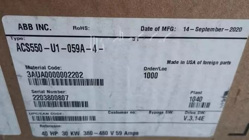 ACS550-U1-059A-4 ABB Frequency Converter Brand New in Box!Spot Goods Zy ...