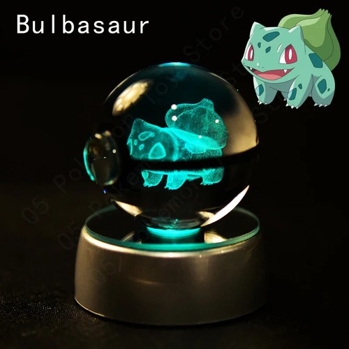 POKEMON 3D CRYSTAL BALL, WITH LED LIGHT BASE, Beautiful to make a gift ...