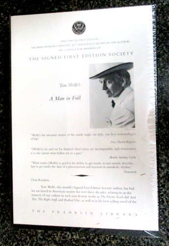 MAN IN FULL BY TOM WOLFE SIGNED 1ST ED FRANKLIN LIBRARY HARDCOVER NEW ...