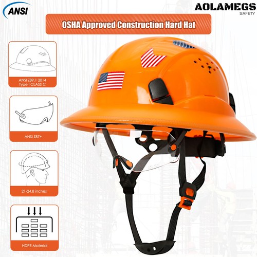 Hard Hats Construction OSHA Approved with Clear Visor - ANSI Z89.1 ...