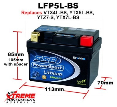 SSB 12V 140CCA LFP5L-BS For Suzuki DR-Z250 DRZ 250 2001-2017 Lithium ...