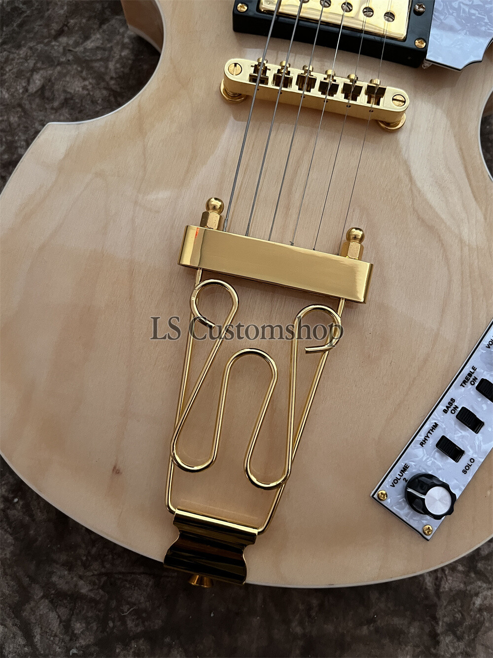 6 String Violin Electric Guitar Hollow Body Gold Hardware Special Shape ...