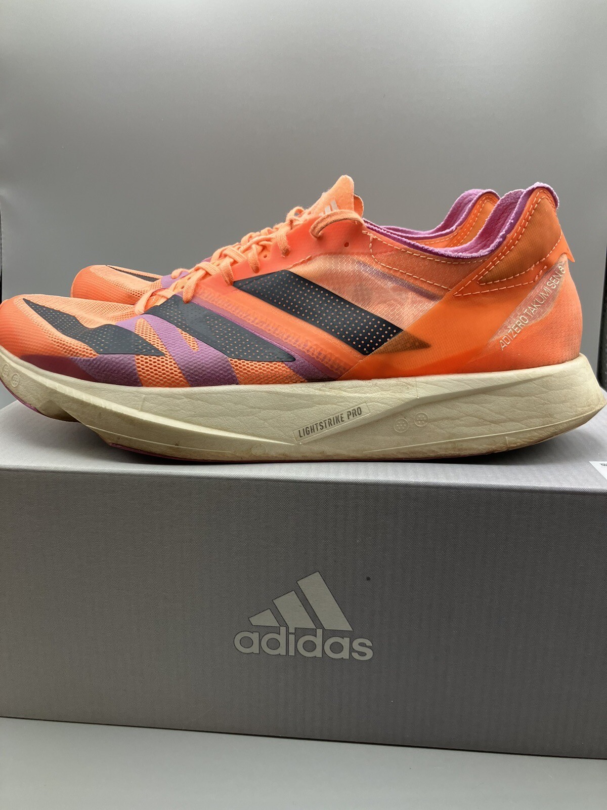 Men's Adidas Adizero Takumi Sen 8 Orange Lilac Runnin… - Gem