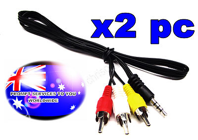 From OZ Quality 2PC 1.2M AV 4 POLE Audio Video Lead to 3 RCA Male Plug ...