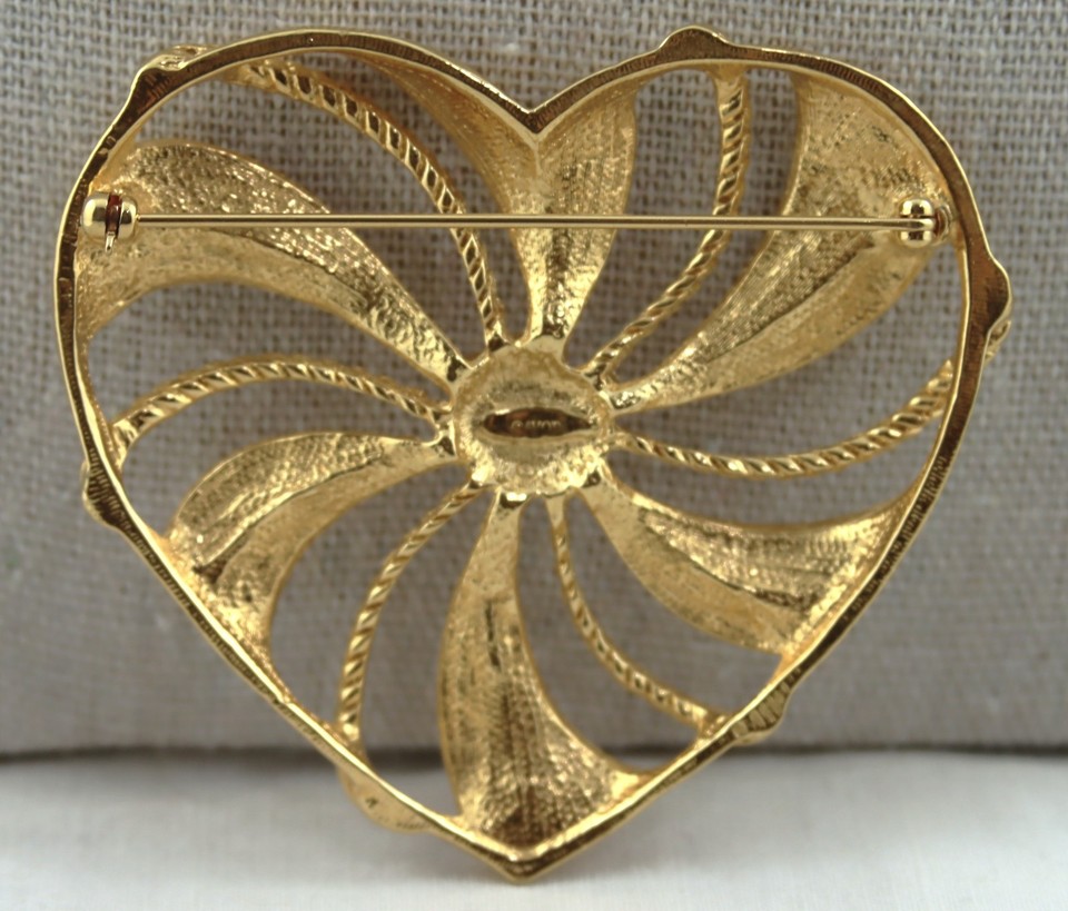 Vintage Avon Romantic Trellis Big Heart Valentine Pin Brooch w ...