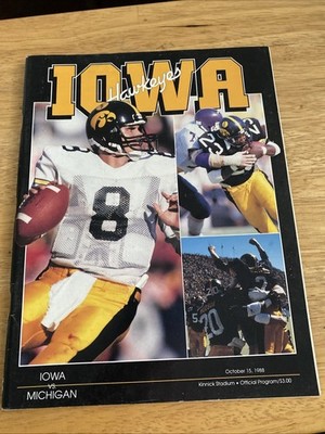 Iowa Hawkeye vs Michigan College Football Game Program Oct 15 1988 ...