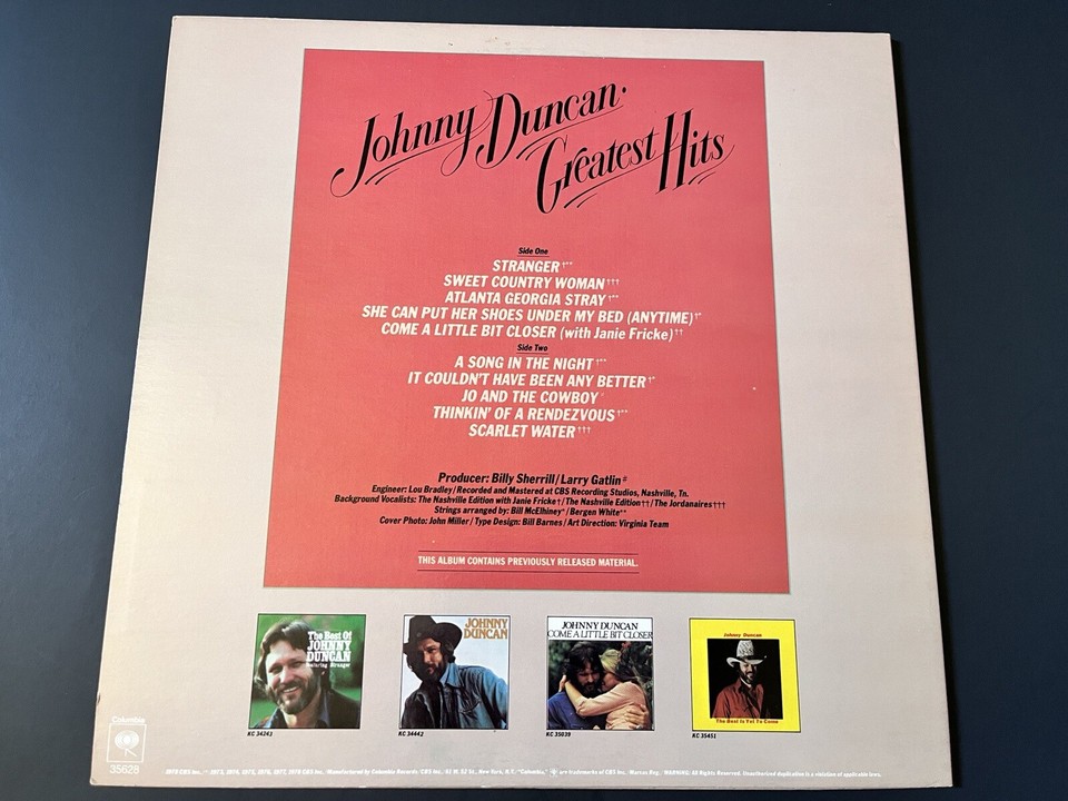Johnny Duncan Greatest Hits~Country~Larry Gatlin~Bill Sherrill~Quick ...