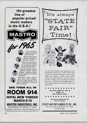 1965 State Fair Toy & Novelty Vintage Ad Stuffed Animals Plush Dolls Hi ...