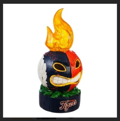 DETROIT TIGERS 12" TIKI TIKI TOTEM LIGHTED BASEBALL FIGURE MLB FLAME | eBay