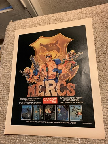 Original Giant 13-10 1/4” Mercs Capcom Arcade video game AD FLYER | eBay
