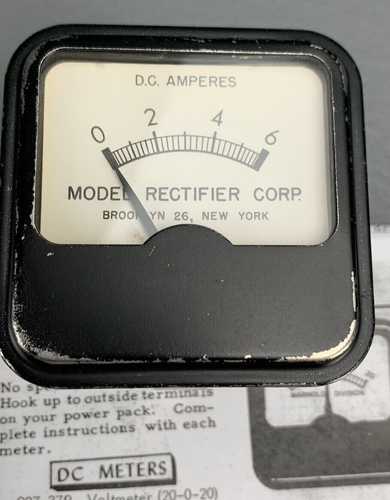 Vintage Model Rectifier Corp D.C. Amp Meter Panel Mount 0-6 Amps USA ...