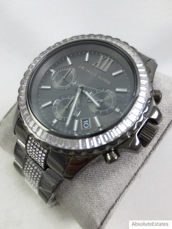 NEW Michael Kors Everest Gunmetal Black Oversized Chronograph Watch ...