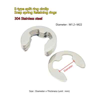 SUS304 E-type split ring circlip M1.2 M1.5 M2 M2.5 M3 M3.5 M4 M5 M6 M7 ...
