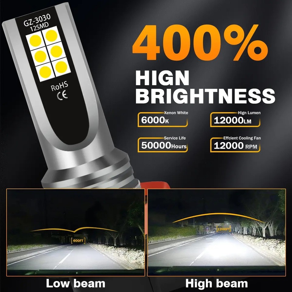 LED Headlight Kit 6000K High/Low Beam+ Fog Light Bulb For Nissan ...