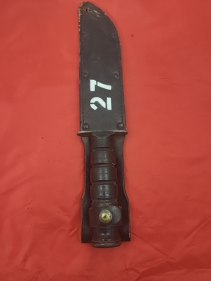 US CAMILLUS Mark 2 MK2 Military Fighting Combat Knife, W/Leather Sheath ...