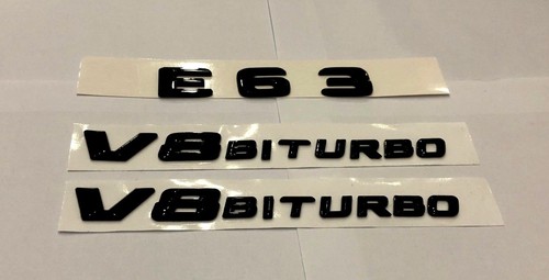 Gloss Black E63 V8 BITURBO Sticker Decal Emblem Badge Package for Benz ...
