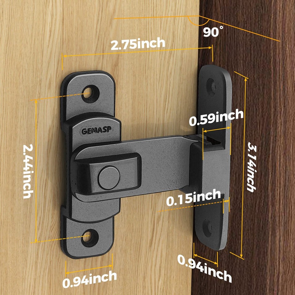 Door Lock Latch 90 Degree Flip Barn Door Lock Secure Portable Hook Lock ...