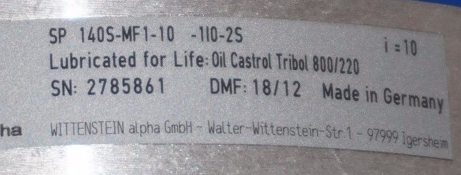 NEW WITTENSTEIN SP1405-MF1-10-1I0-25 GEAR REDUCER 100:1 RATIO ...