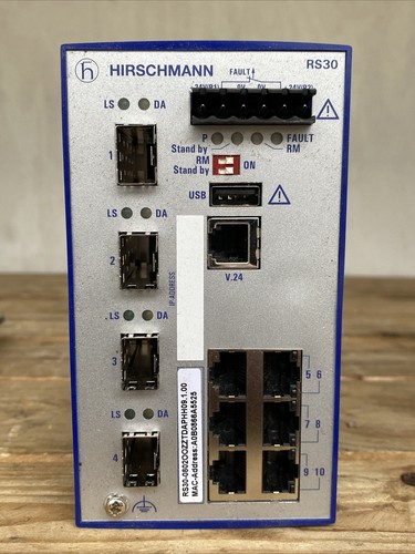 HIRSCHMANN RS30-0802OOZZTDAPHH09.1.00 FIBER/ENET PORTS RAIL SWITCH Used ...