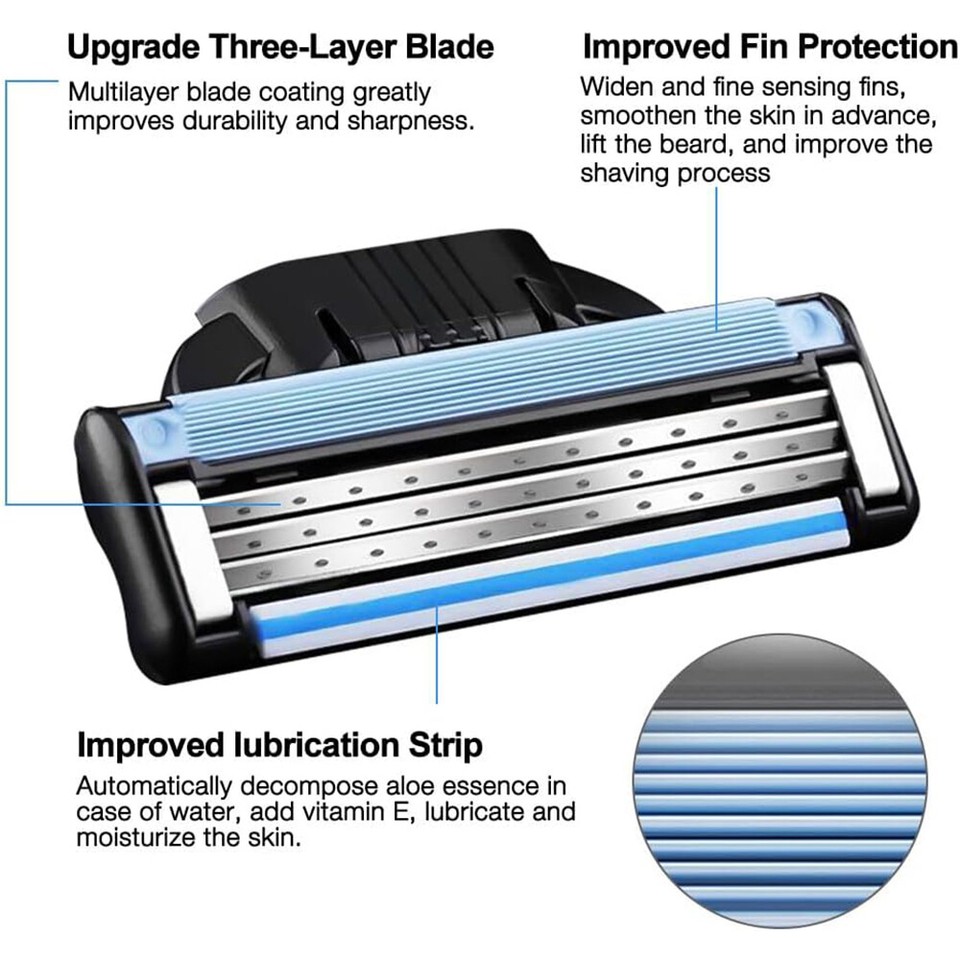 24PCS for Gillette MACH 3 Razor Blades Stainless Steel Blades ...