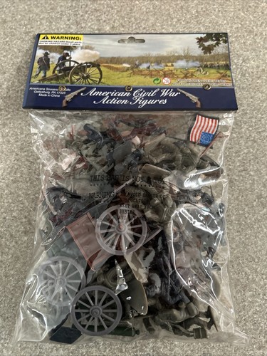 AMERICAN CIVIL WAR SOLDIERS , HORSES CANNONS , FLAGS & MORE TOY SET ...