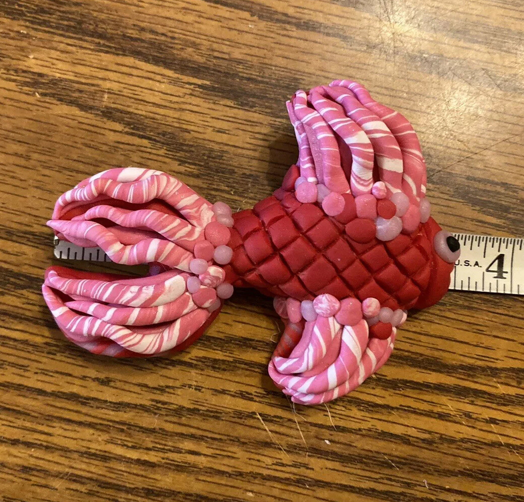 OOAK SWEET PINK/RED FISH POLYMER CLAY | eBay