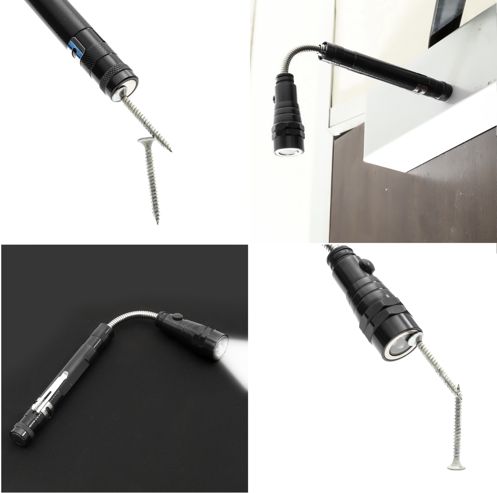 Pocket Metal LED Flexi Light Torch 17cm - 56cm 360 Magnetic Head Base ...