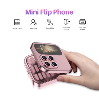 SERVO i17 Mini Palm Flip Mobile Phone 2G Dual SIM Standby Speed Dial FM ...