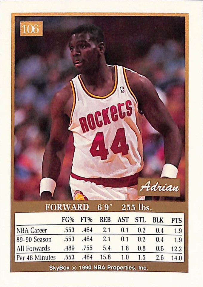 1990 SkyBox Adrian Caldwell #106 Rookie Houston Rockets | eBay