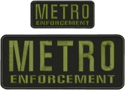 METRO E Embroidery Patches 4x10 And 2x5 hook on back/od green | eBay