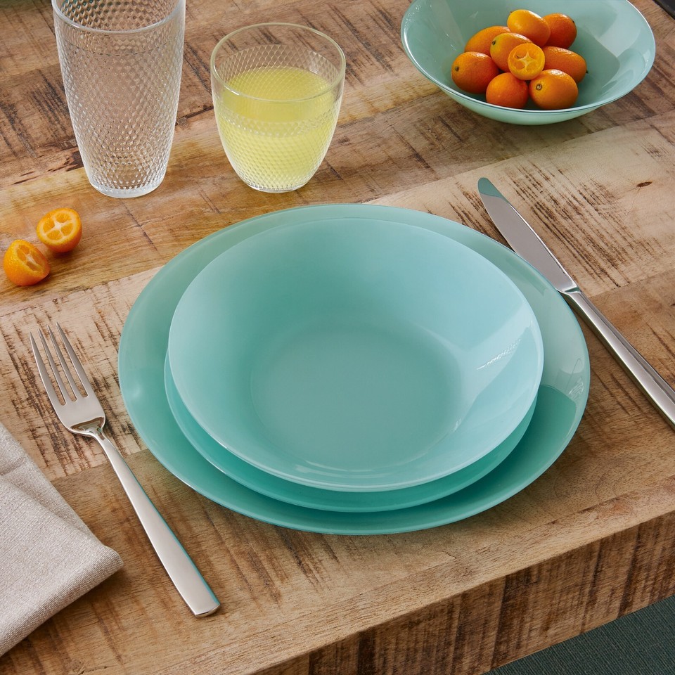 Luminarc Arty Translucent 18pc Opal Glass Dinner Set Dinnerware Summer ...