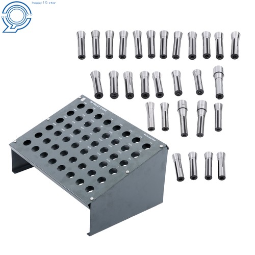Heavy-Duty R8 Collet Rack With 29 Collets 1/32"-1" for Milling Machine ...