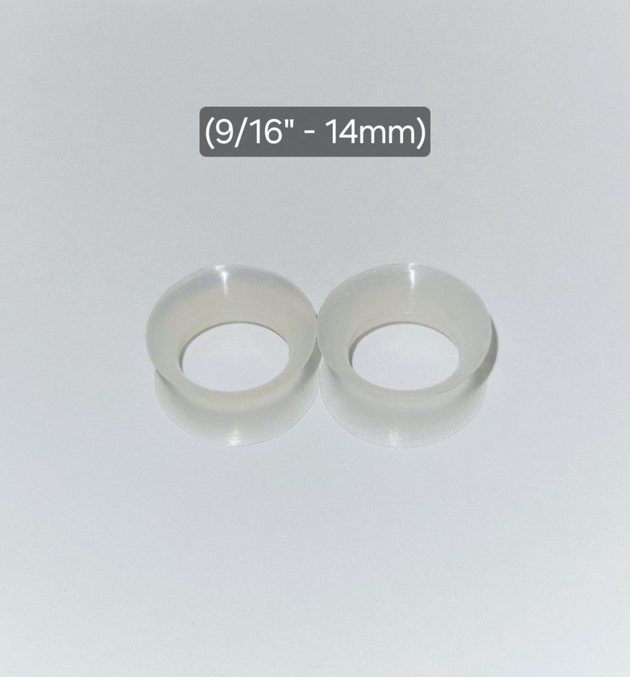 Ear Gauges (9/16" - 14mm) Silicone Tunnels, Double Flare - Clear | eBay