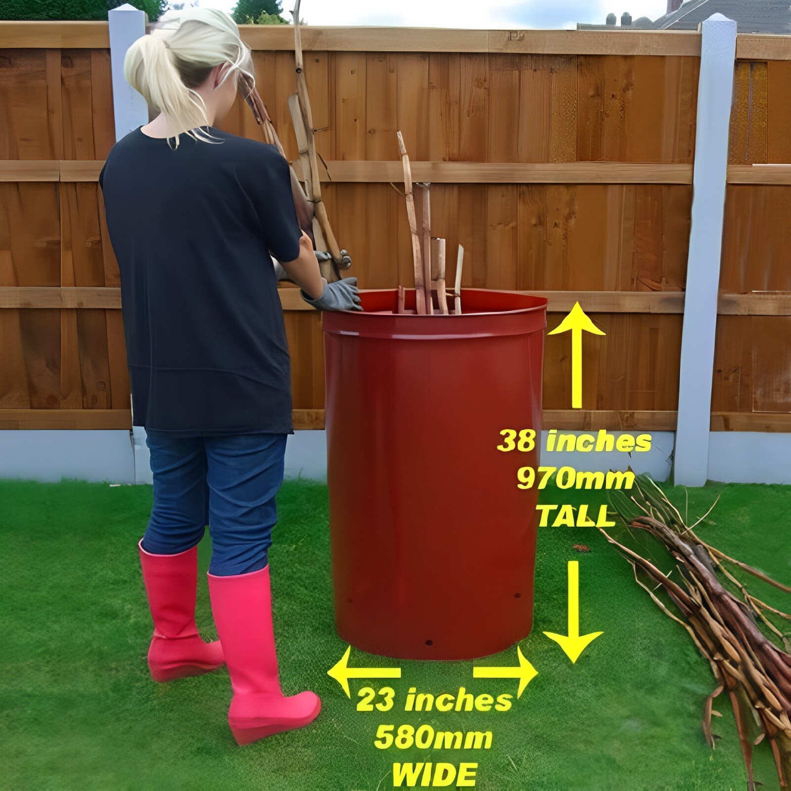 210 LITRE OUTDOOR GARDEN INCINERATOR FIRE BURNER BIN FOR GARDEN WASTE ...