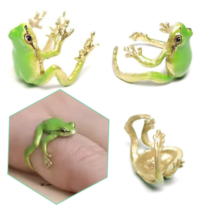 Creative Tree Frog Ring Vintage Brass Frog Ring Adjustable Tree Frog ...