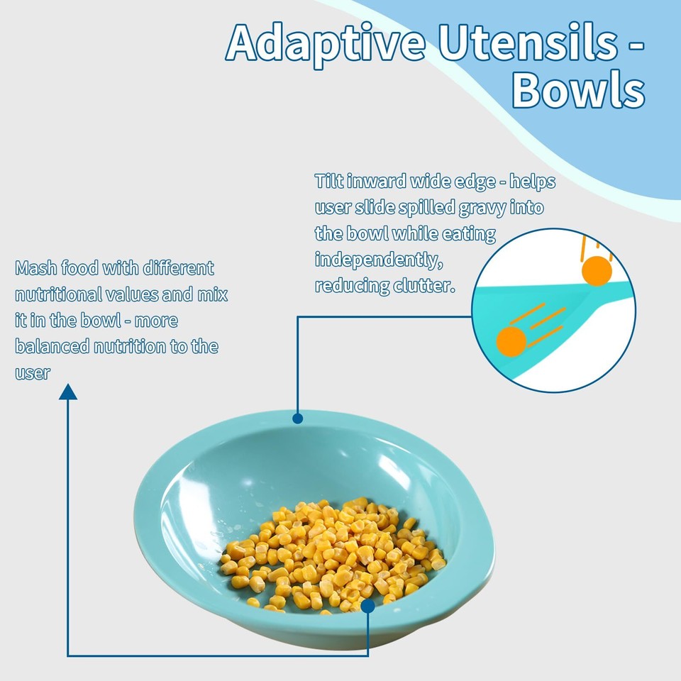 Adaptive Utensils Scoop Compartment Deep Dinnerware with Extra Wall ...