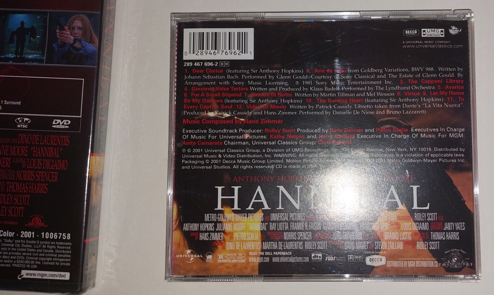 HANNIBAL SEALED DVD 2001 ANTHONY HOPKINS + CD SOUNDTRACK HANS ZIMMER | eBay