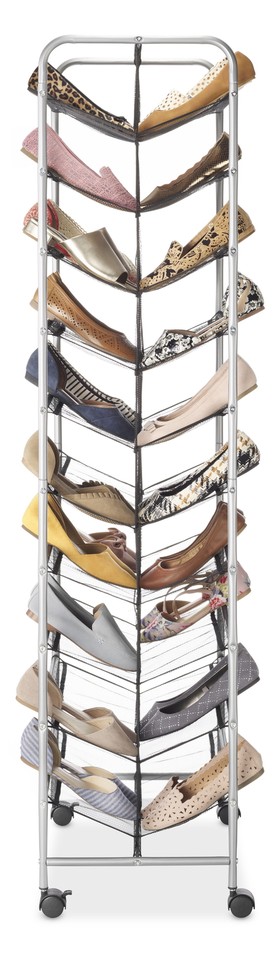 10 Tier 60 Pair Metal and Mesh Rolling Shoe Rack | eBay