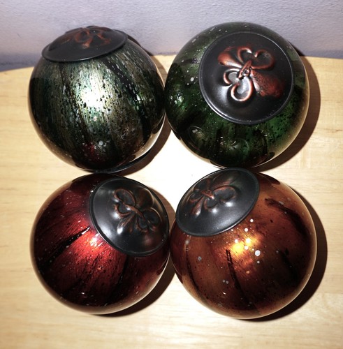Set of 4 Bowl Filler Decorative Orbs Balls w/ Metal Accents Home ...