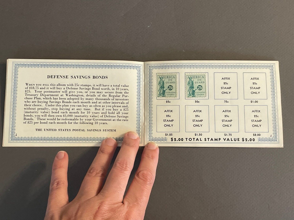 VTG WWII .25 c POSTAL SAVINGS PLAN U.S. DEFENSE SAVINGS BOND BOOKLET 2 ...