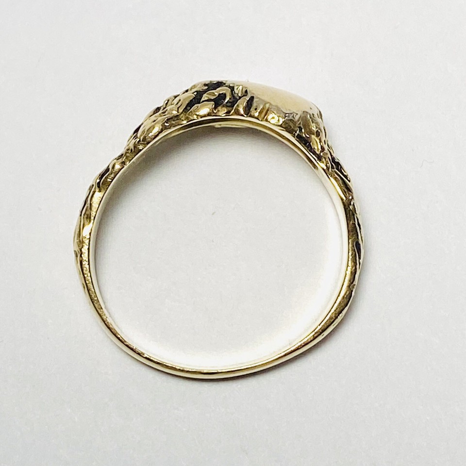 Vintage Resco 14K Yellow Gold Nugget Black Enamel Size 14.25 Men's Ring ...