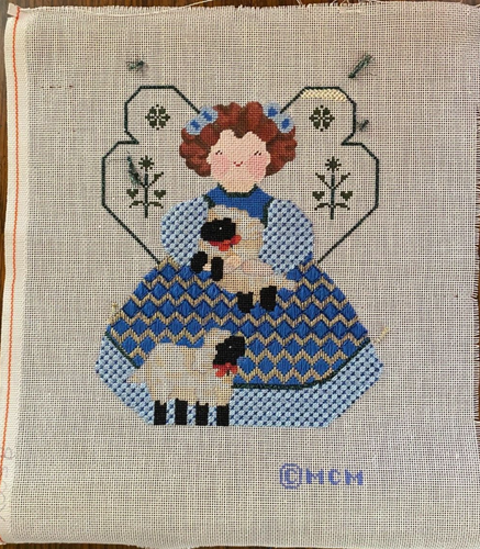Angel w/Sheep Christmas Tree Topper @MCM Needlepoint Canvas Partially ...