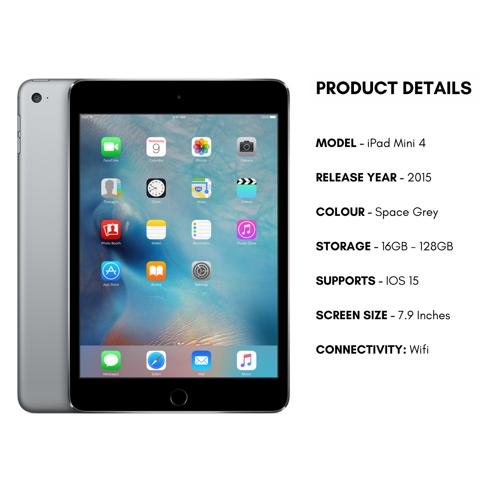 Apple iPad Mini 4th Generation 7.9 Inch Tablet Wifi 16GB - 128GB All ...