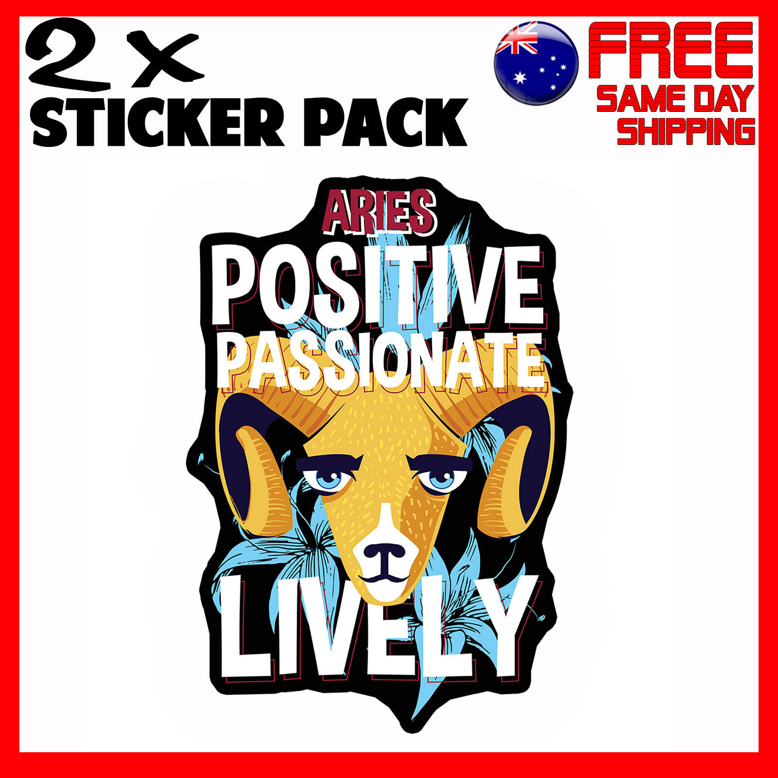 2 x Stickers Aries Positive Passionate Lively Birthday Car Bumper Funny ...
