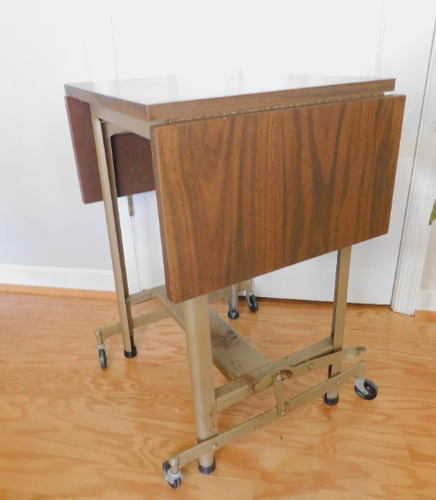 Vtg. Industrial Typewriter Table, USA "Metalstand Hi-Lo" Drop Leaf ...