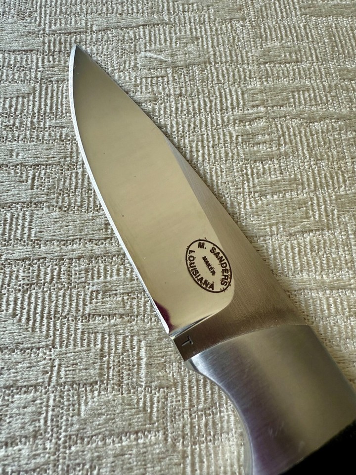 VTG Mike Sanders Handmade Custom Knife Black 3" Blade 7" Total w ...